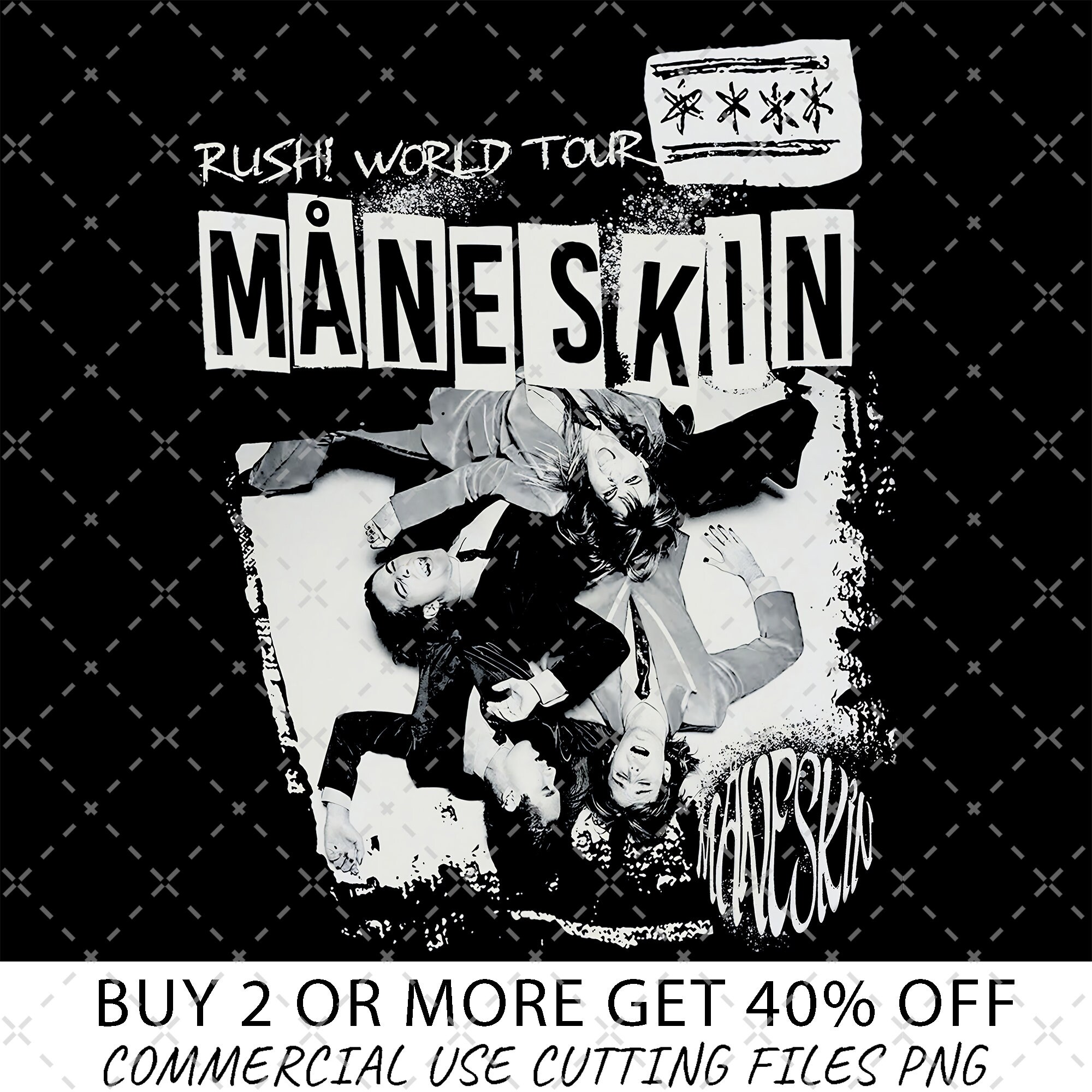 Maneskin Png, Vintage Maneskin Rush World Tour 2023 Png, Maneskin Band ...