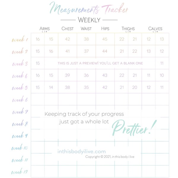 Inches Lost Chart Printable - Etsy