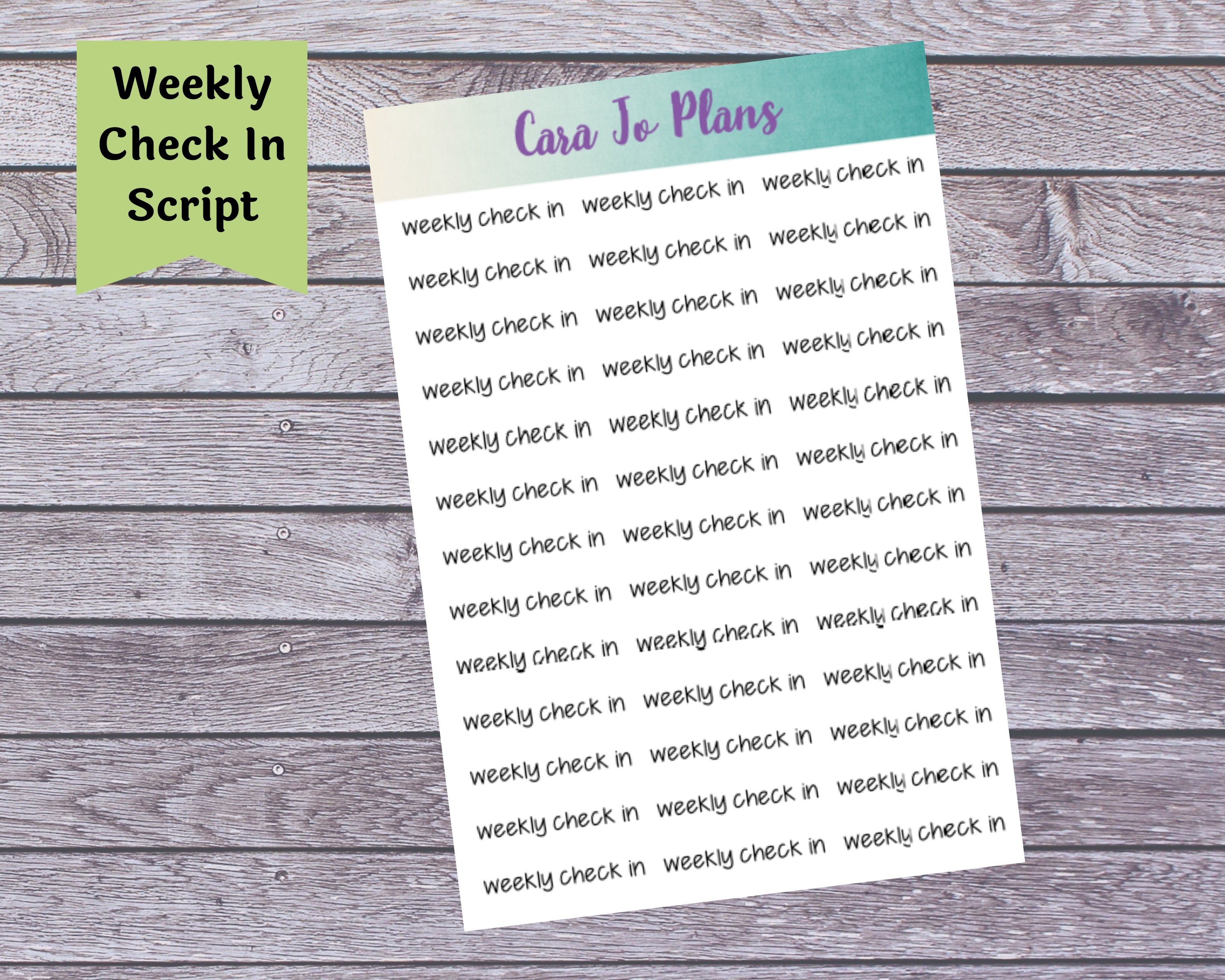 Weekly Check in Script Stickers Jenplans Font - Etsy
