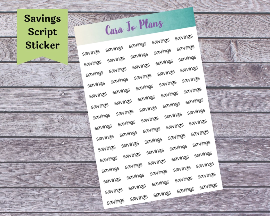 Savings Script Stickers Jenplans Font - Etsy