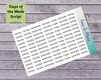 Jenplans Font Days of the Week Script Foil Ready Digital Printable ...