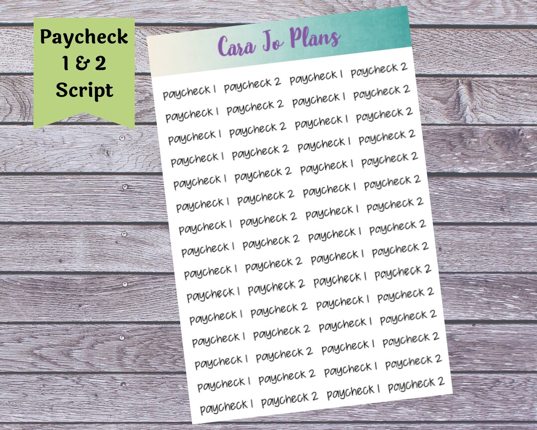 Paycheck 1 & 2 Script Stickers Jenplans Font - Etsy