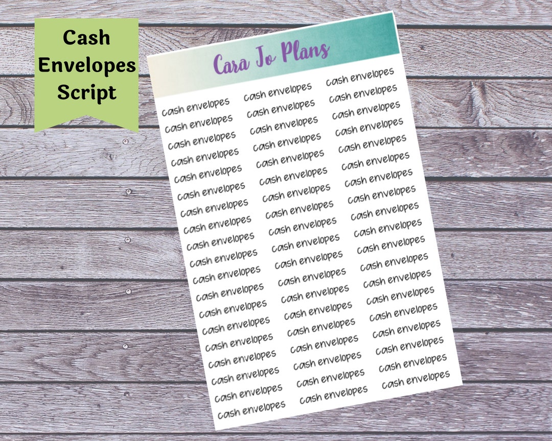 Cash Envelopes Script Stickers Jenplans Font - Etsy