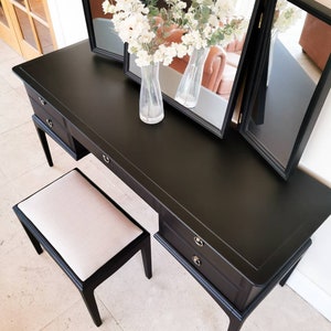 Spray Painted Matt Black Stag Minstrel Dressing Table Set With Triple ...