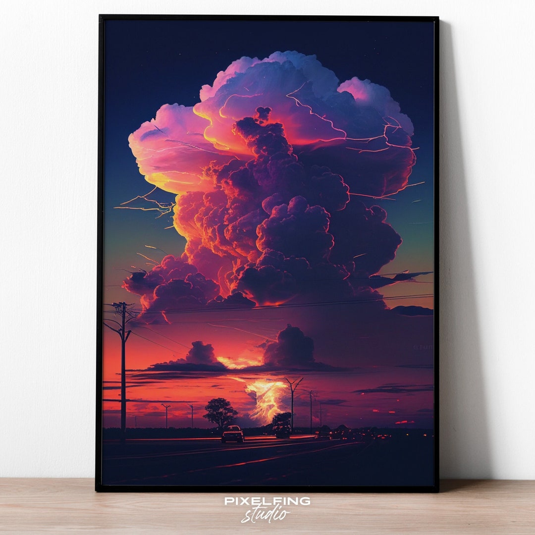Vaporwave Clouds 03 Digital Print Digital PRINTABLE Wall Art Modern ...
