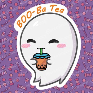 Boo-ba Tea Ghost Laminated Sticker - Etsy
