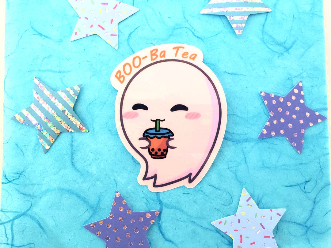 Boo-ba Tea Ghost Laminated Sticker - Etsy