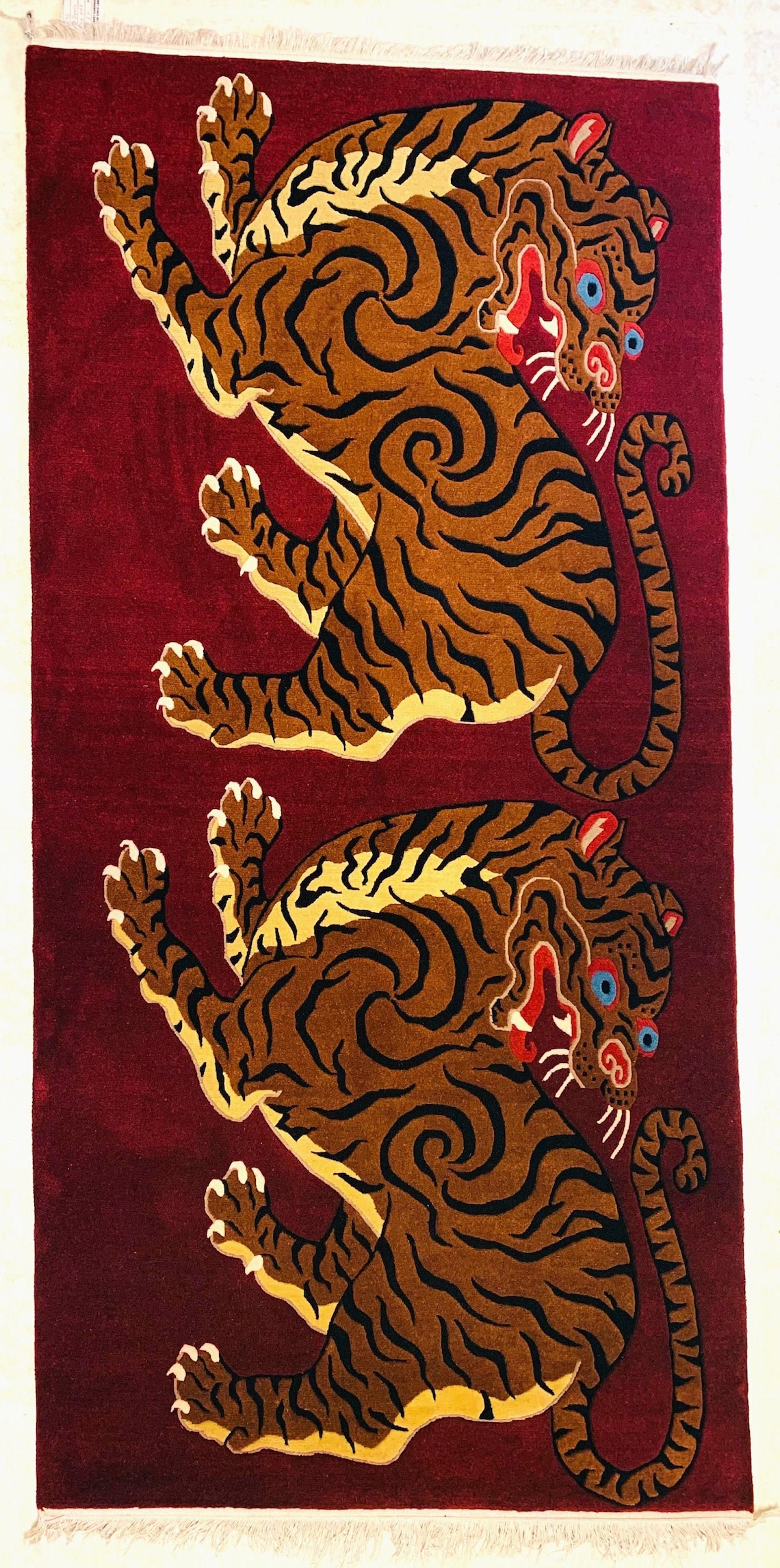 Tibetan Hand-knotted Twin Tiger Rug, Tigers Rug, - Etsy