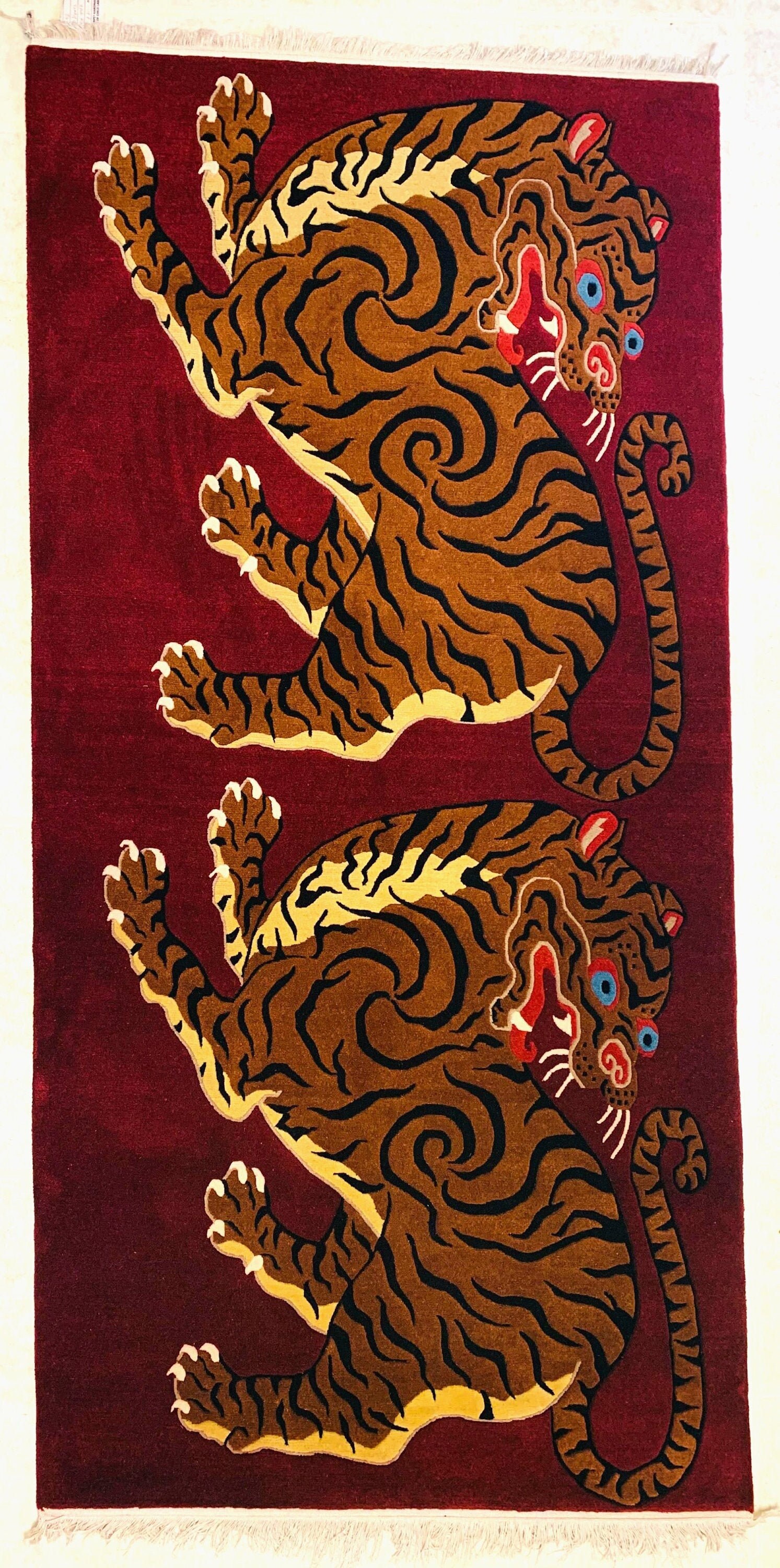 Tibetan Hand-knotted Twin Tiger Rug, Tigers Rug, - Etsy