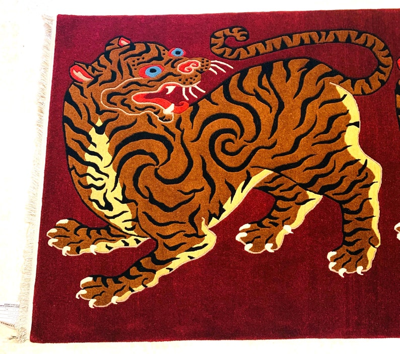Tibetan Hand-knotted Twin Tiger Rug, Tigers Rug, - Etsy