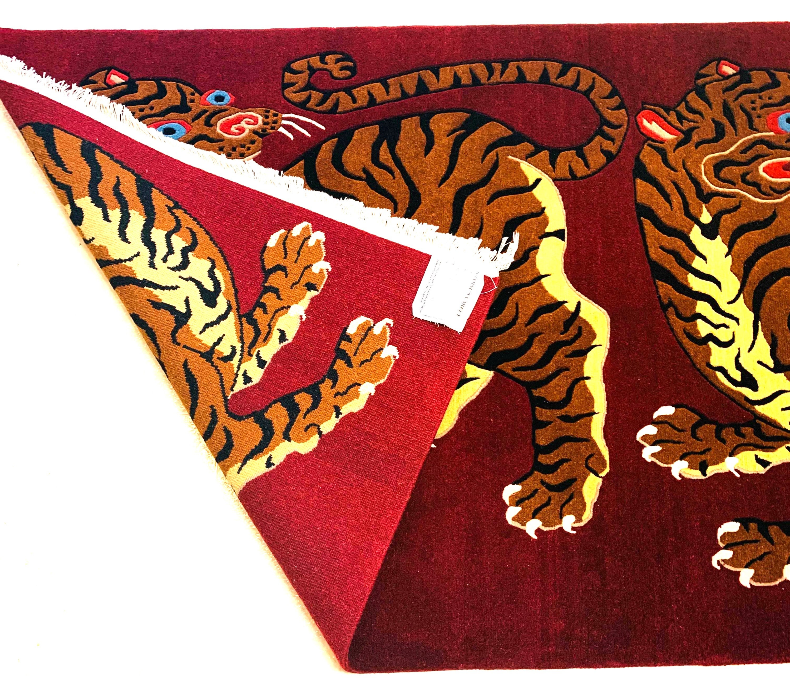 Tibetan Hand-knotted Twin Tiger Rug, Tigers Rug, - Etsy