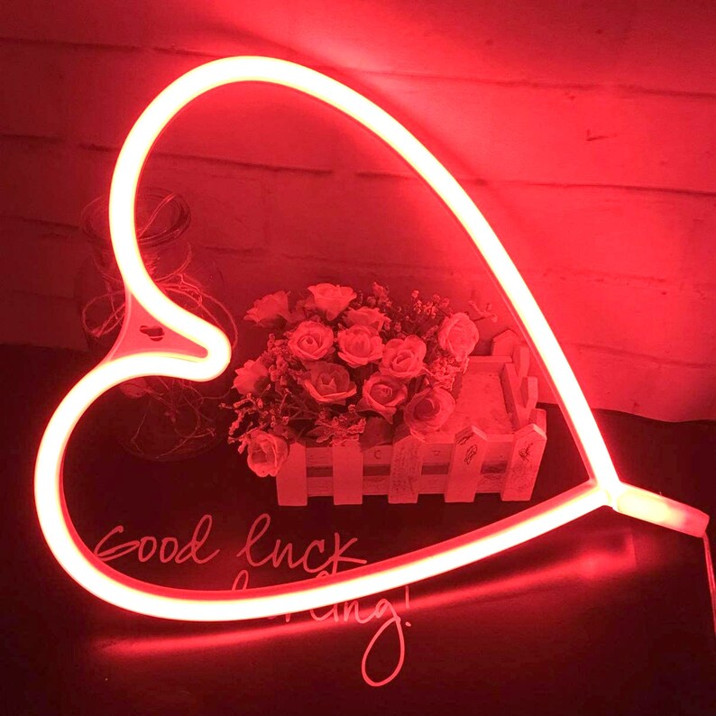 Led Neon Sign Red Heart Neon Led Sign Red Heart Neon Wall | Etsy