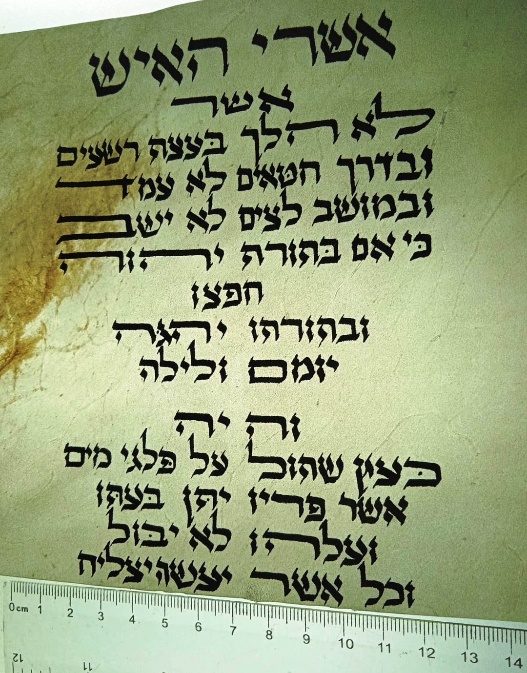 Psalms Chapter 1 Tehillim Bible Handmade Hebrew Calligraphy Art King ...