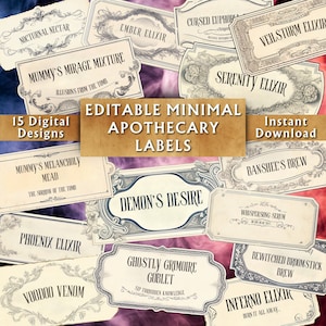 Editable Distressed Apothecary Labels Printable Apothecary Bottle Labels Custom Vintage Potion ...