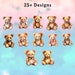 Watercolor Teddy Bear Clipart Bundle - Nursery Bear Clipart - Boho ...