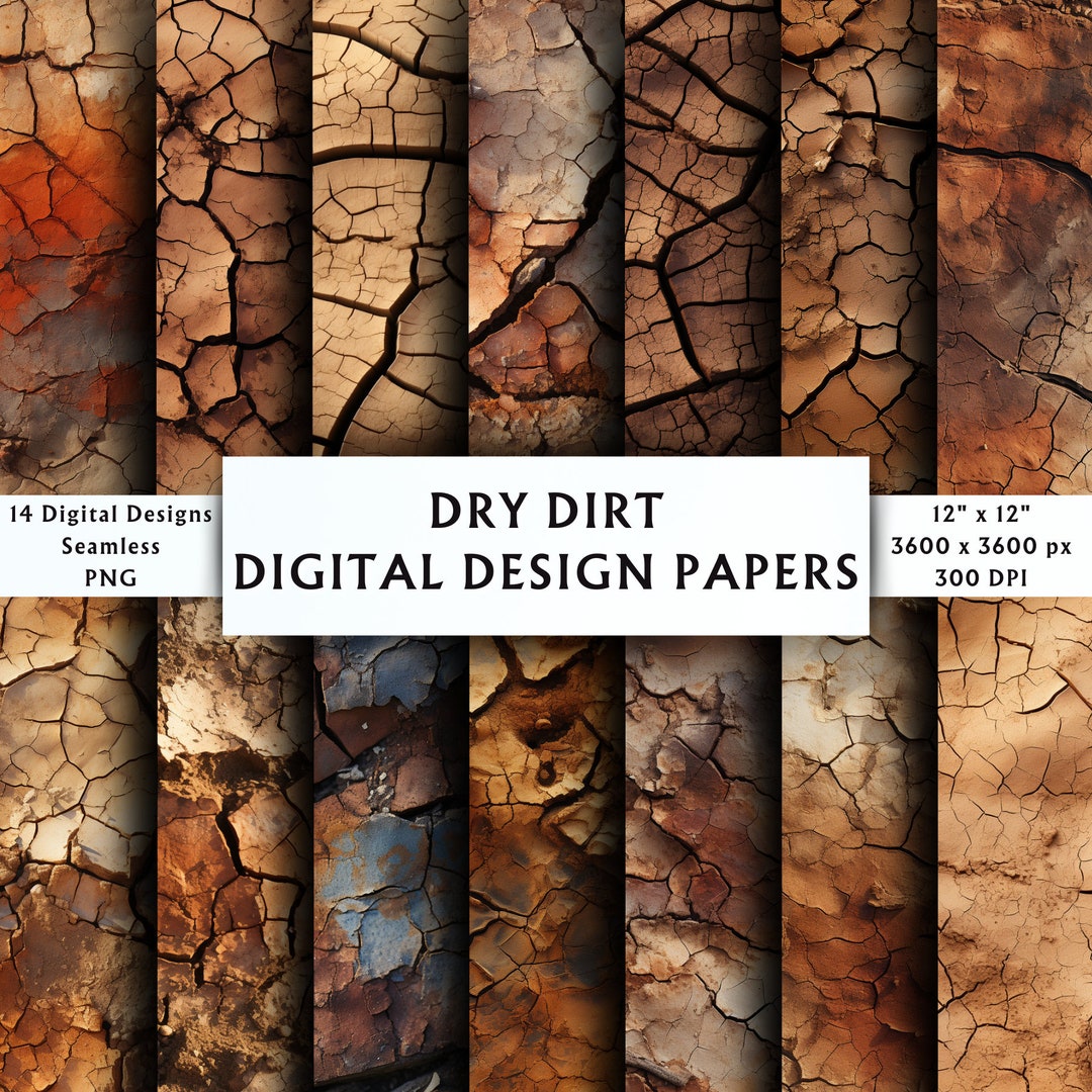 Desiccated Dry Dirt Digital Papers - Cracked Earth Texture - Scrapbook ...