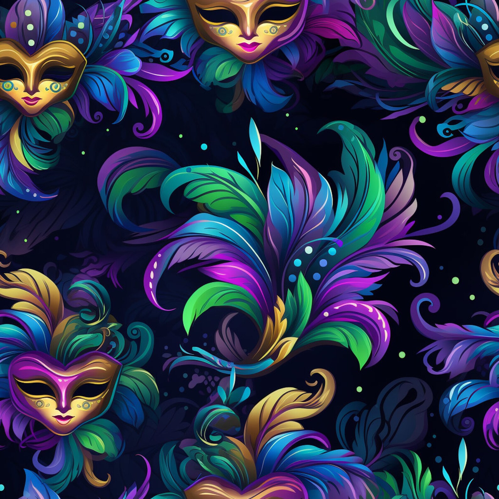 Mardi Gras Digital Papers - Scrapbook Paper - Seamless - Digital ...