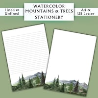 Printable Stationery, Watercolor Wash, Pastels, Lined, Unlined, Letter ...