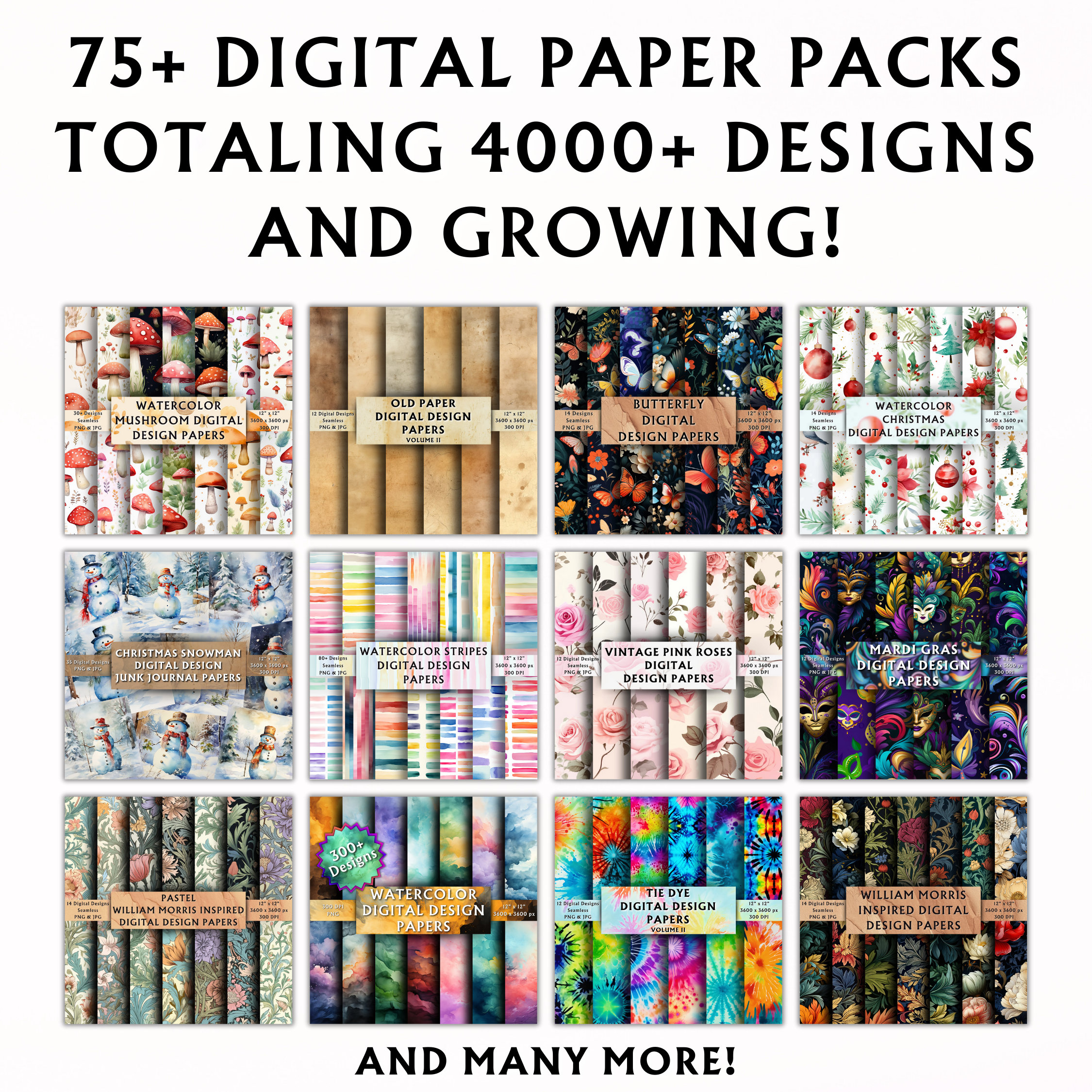 ALL Digital Design Papers BUNDLE Lifetime Access - Digital Paper Pack ...