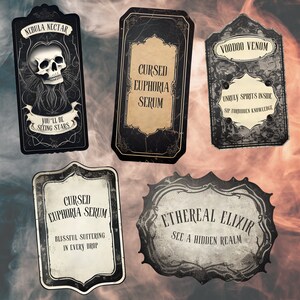 Editable Spooky Black Apothecary Labels - Printable Apothecary Bottle ...