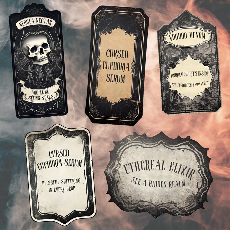 Editable Spooky Black Apothecary Labels Printable Apothecary Bottle ...