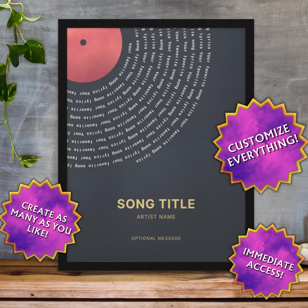 Custom Vinyl Lyrics Print, Custom Lyric Print, Custom Song Poster ...