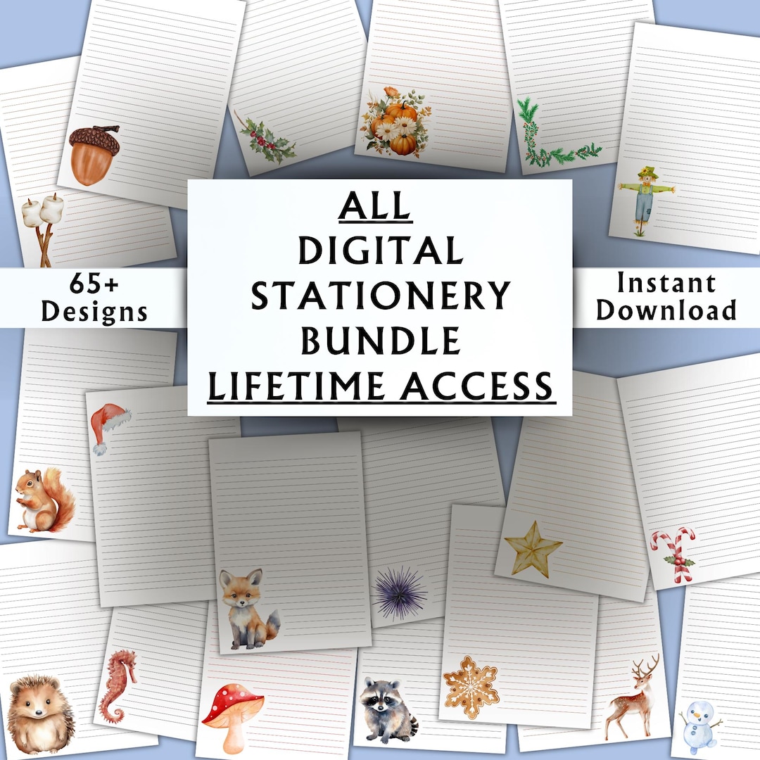All Digital Stationery BUNDLE Lifetime Access - Printable Stationery Pack - Digital Stationery ...