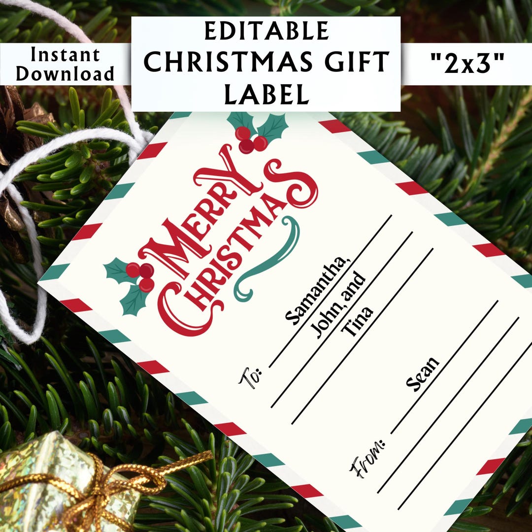 Editable Christmas Gift Label Template - Printable Editable Holiday ...