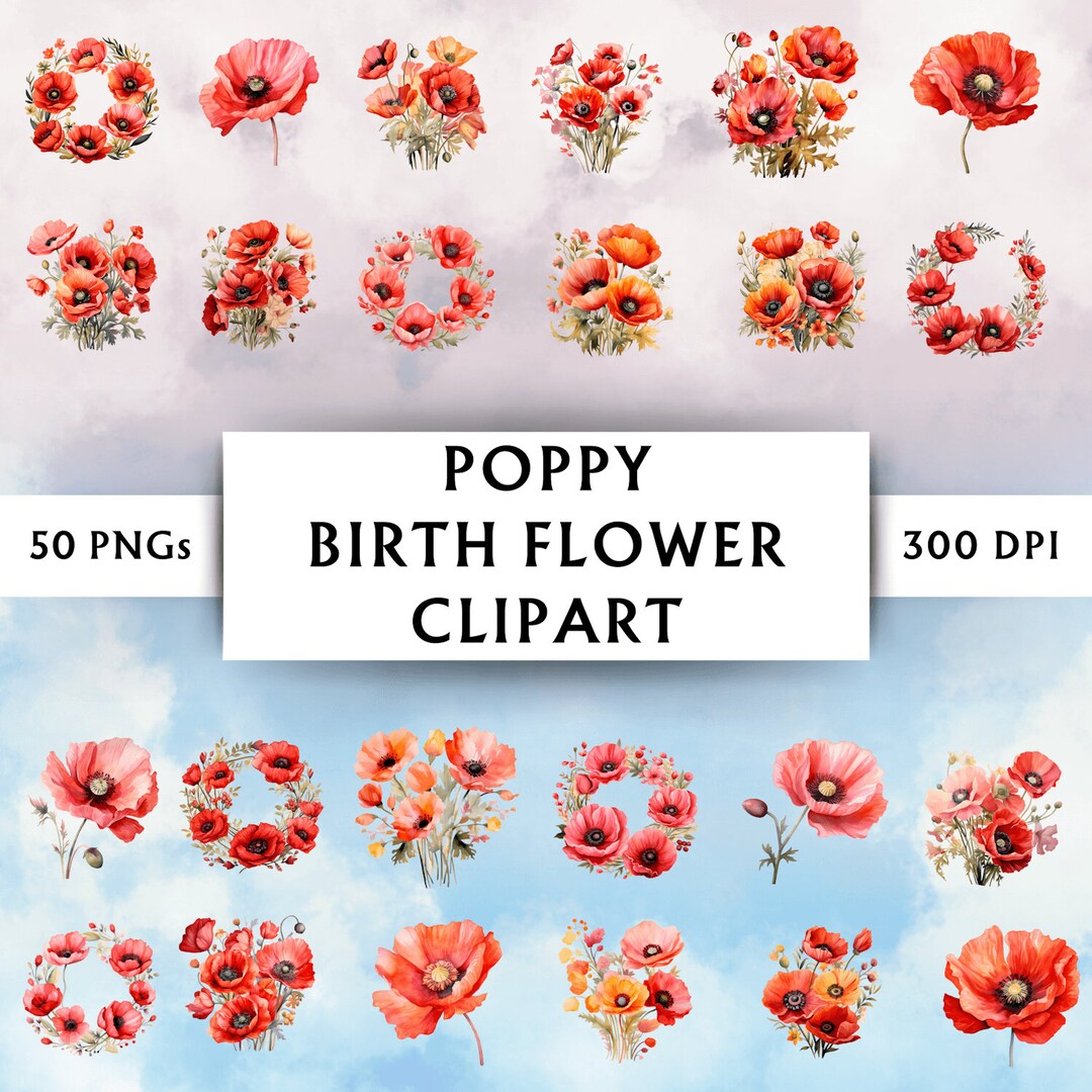 Poppy Birth Flower Clipart - Birth Flower Poppy Clipart - Poppies ...