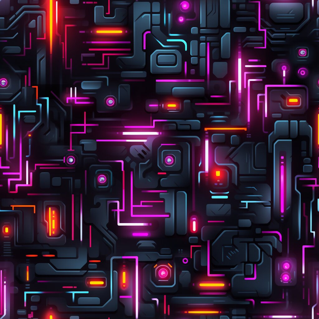 Cyberpunk Neon Digital Papers Seamless Paper Cyberpunk Design Textures ...