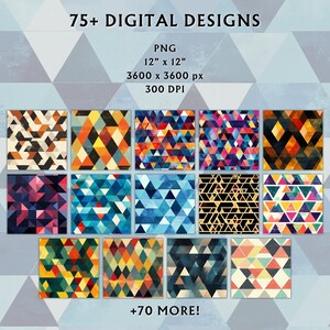 Geometric Triangles Digital Papers - Scrapbook Papers - Seamless ...