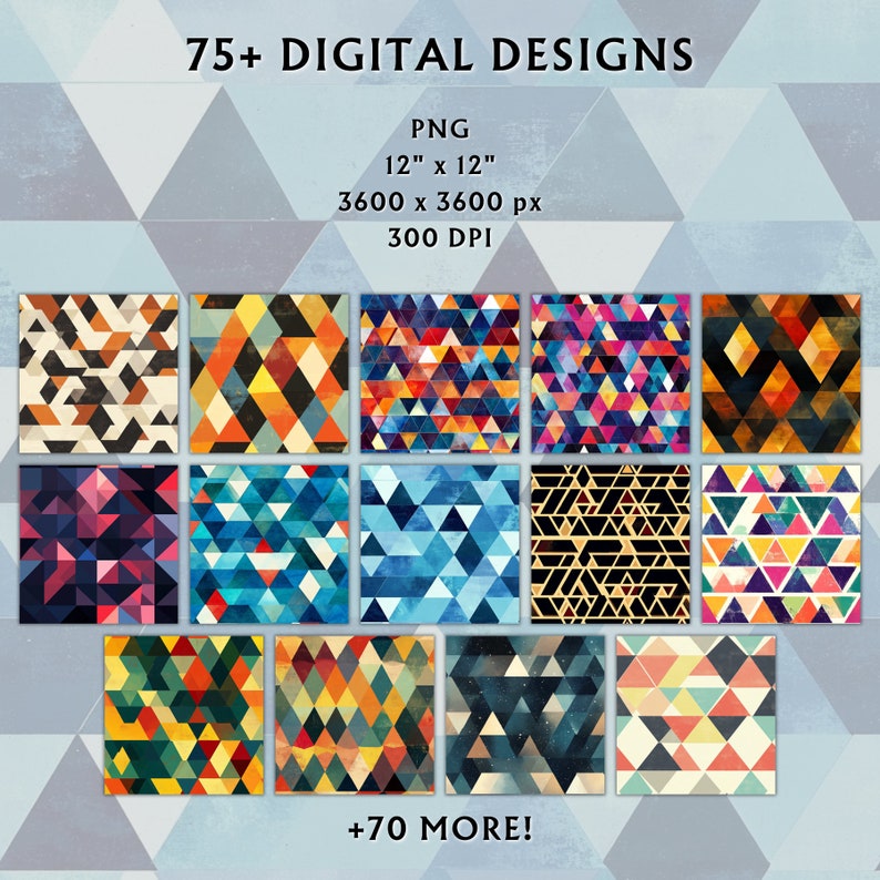 Geometric Triangles Digital Papers - Scrapbook Papers - Seamless ...