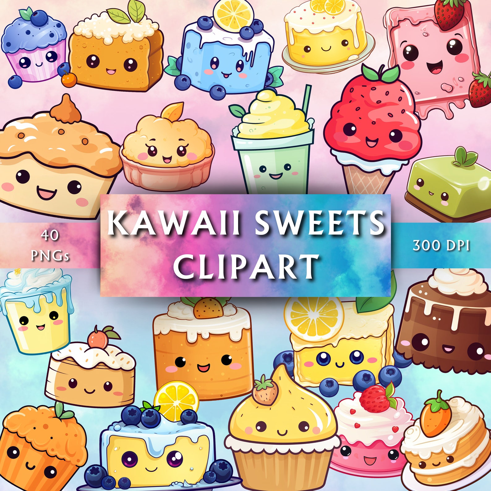 Cute Kawaii Sweets Downloadable Clipart Cute Printable - Etsy