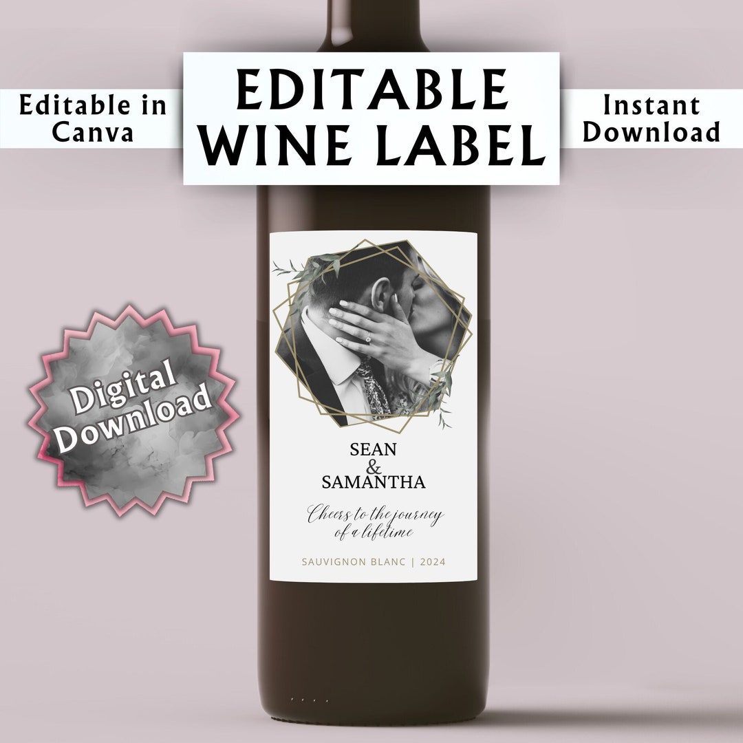 Golden Hour Minimalist Photo Wine Label Template - Canva Template ...
