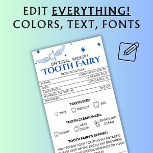 Editable Tooth Fairy Receipt Template - Printable Lost Tooth Fairy ...