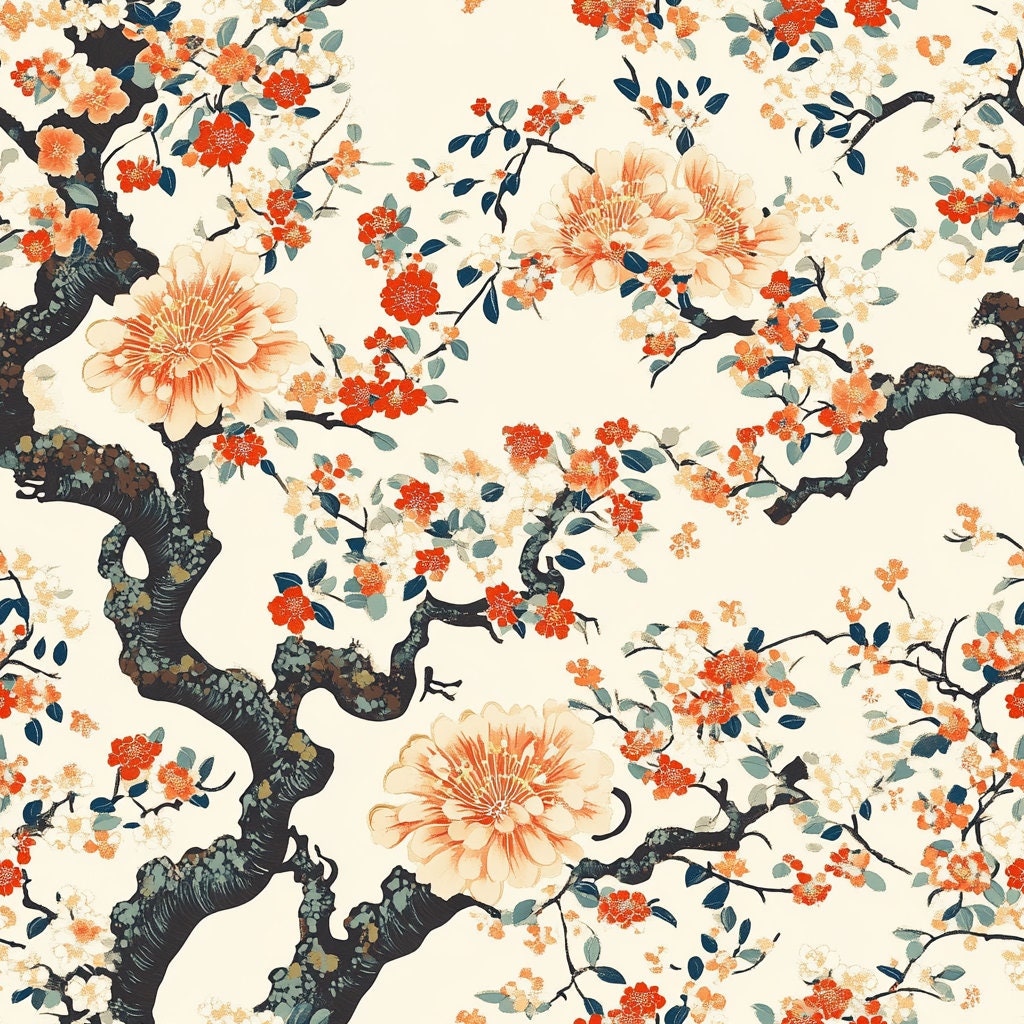 Japanese Wallpaper Digital Papers - Oriental Scrapbook Papers ...