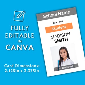 Editable Modern Teacher ID Card Template - Printable Identification ...