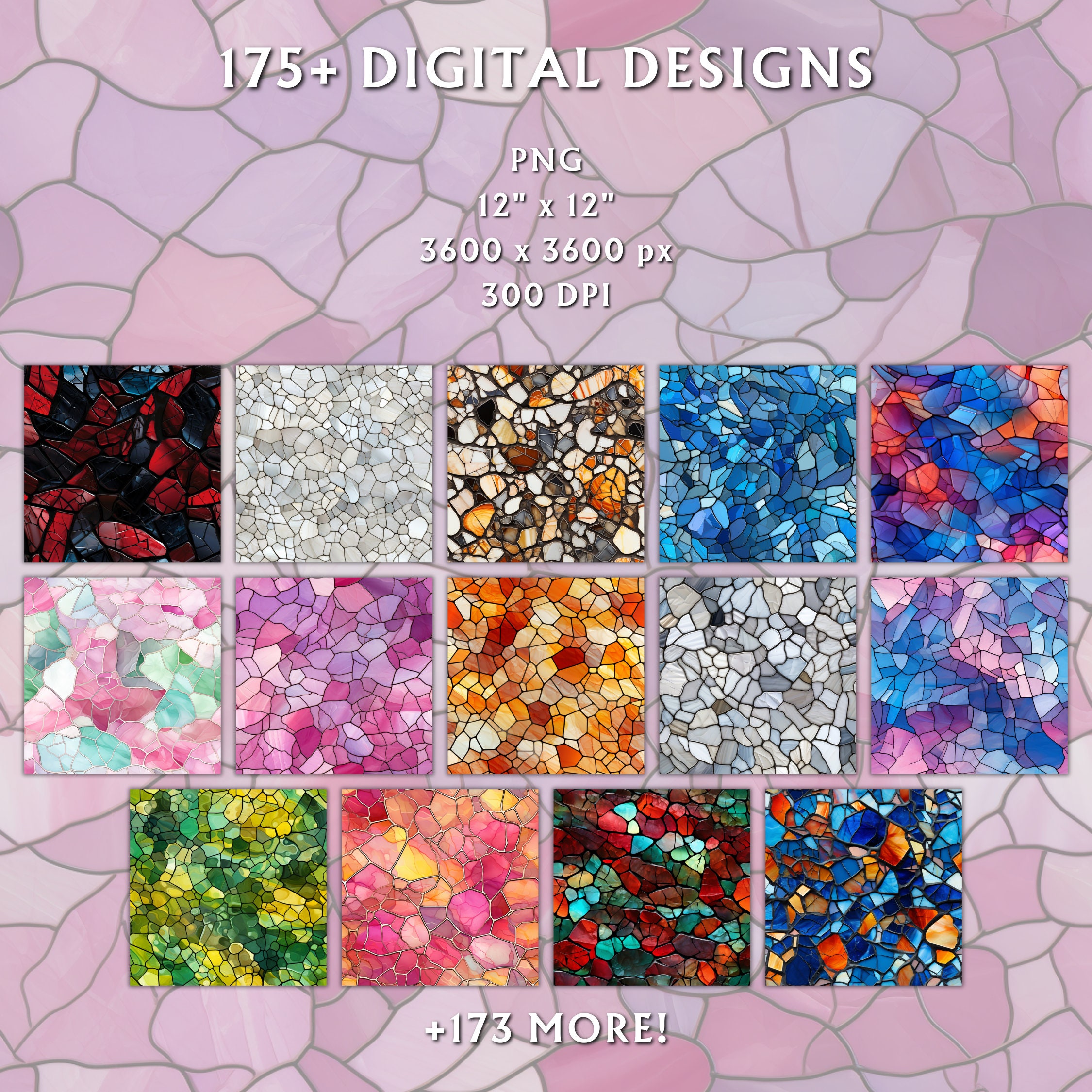 Stained Glass Mosaic Digital Papers Seamless Paper Stained Glass ...