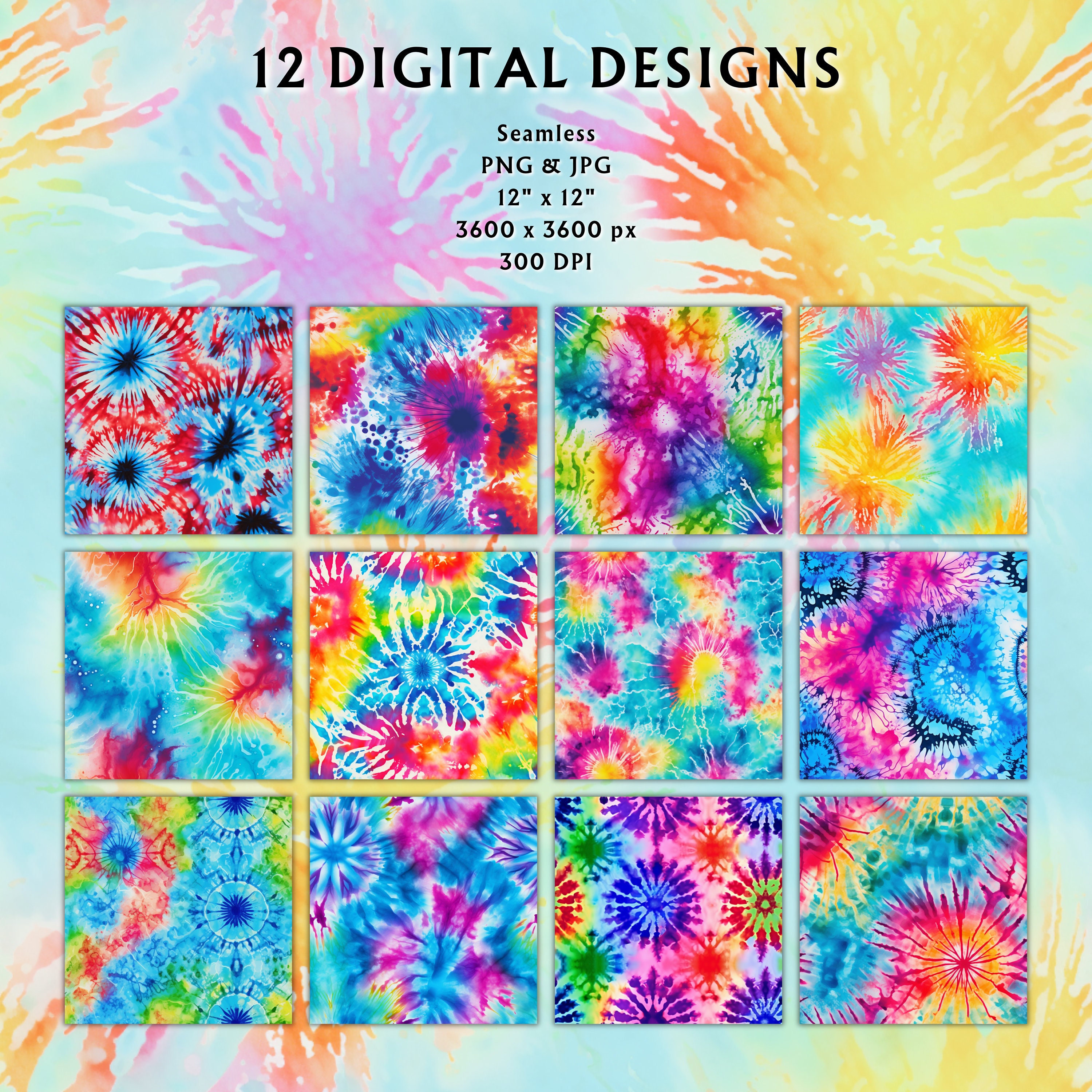 Tie Dye Digital Papers Vol 1 - Scrapbook Paper - Seamless - Digital ...