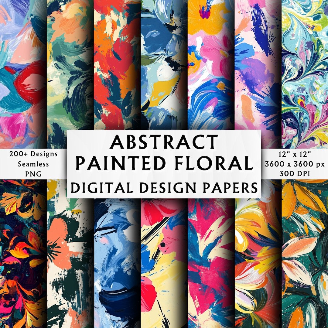 Abstract Painted Floral Digital Papers - Seamless Paper - Abstract Hand ...