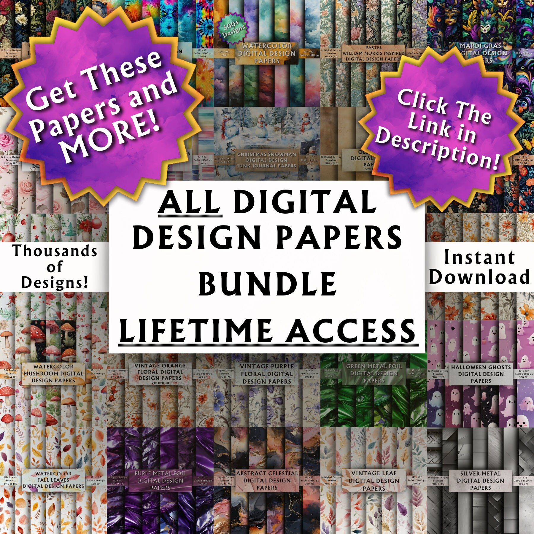 Mardi Gras Digital Papers - Scrapbook Paper - Seamless - Digital ...