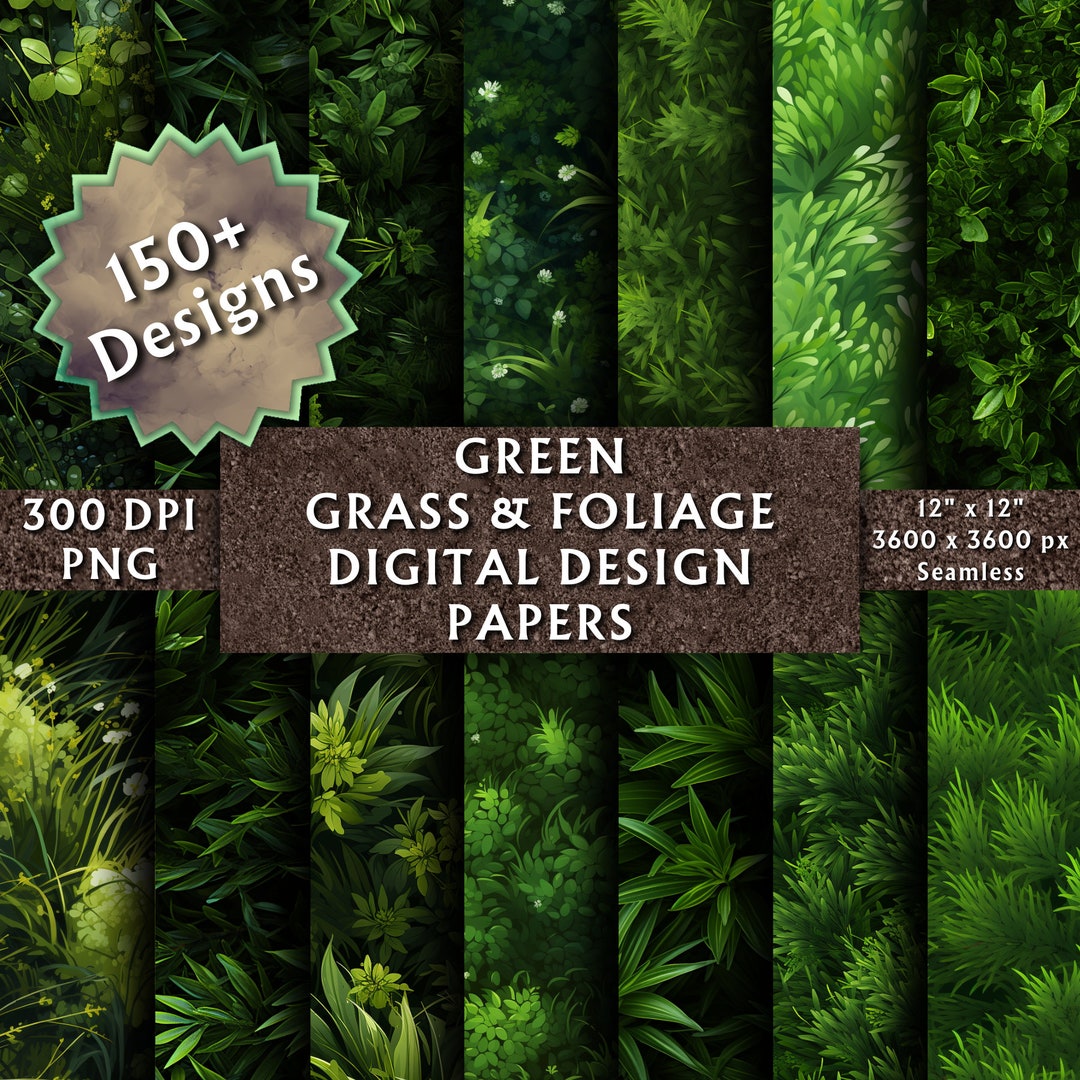 Green Grass & Foliage Digital Papers - Seamless Paper - Grass Meadow ...
