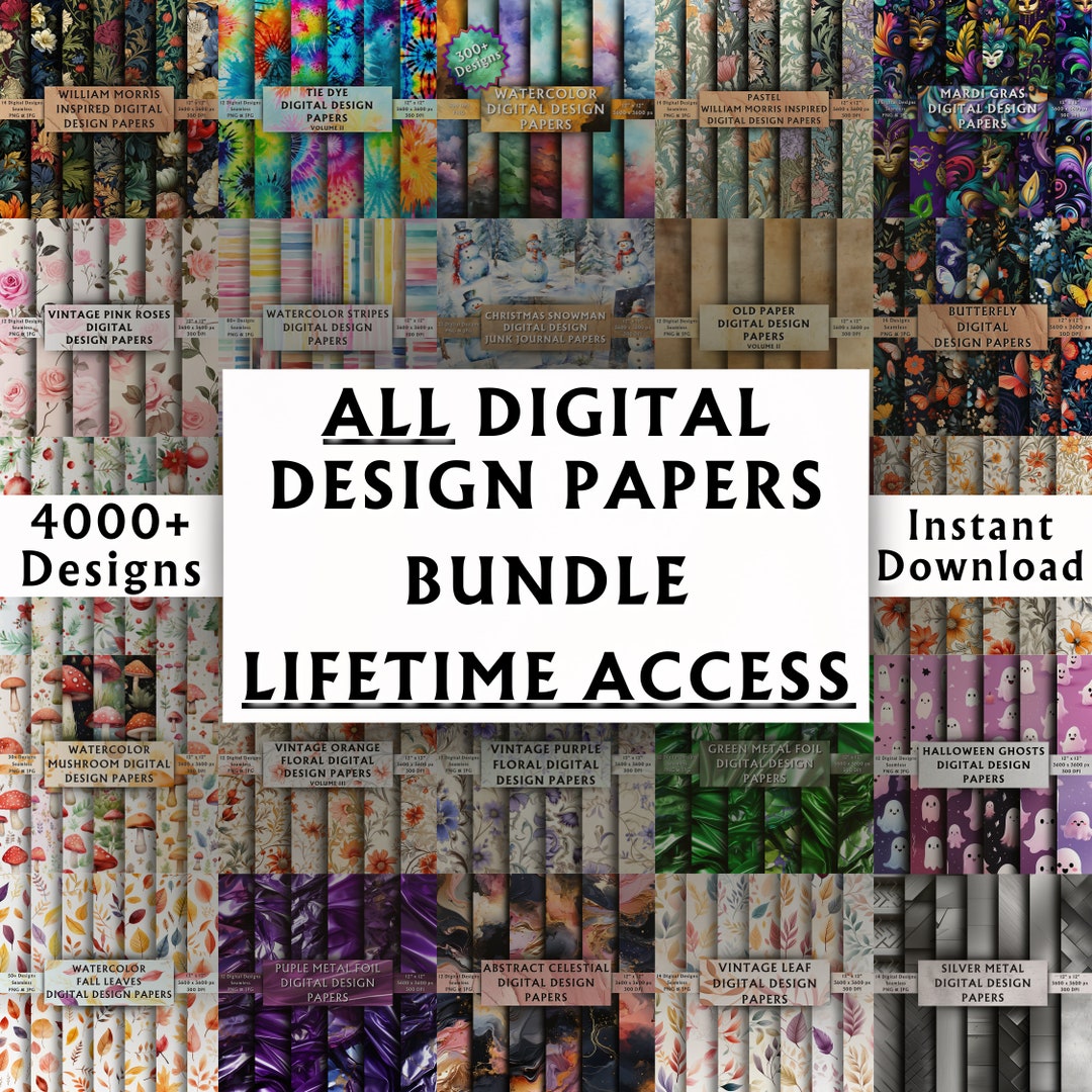 ALL Digital Design Papers BUNDLE Lifetime Access - Digital Paper Pack ...