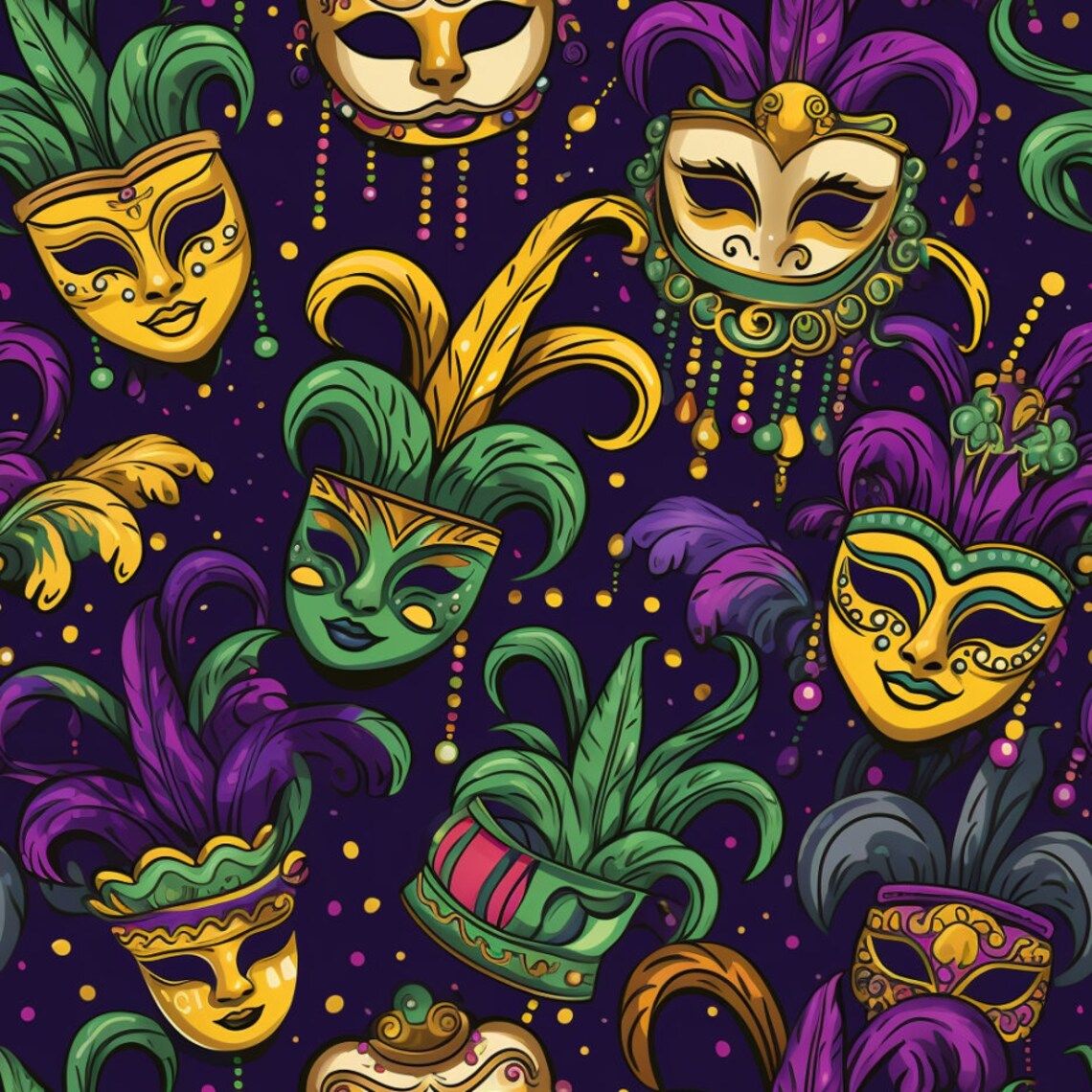 Mardi Gras Digital Papers - Scrapbook Paper - Seamless - Digital ...
