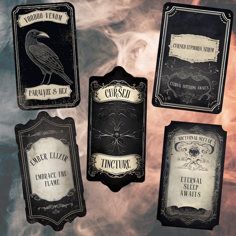 Editable Spooky Black Apothecary Labels Printable Apothecary Bottle ...