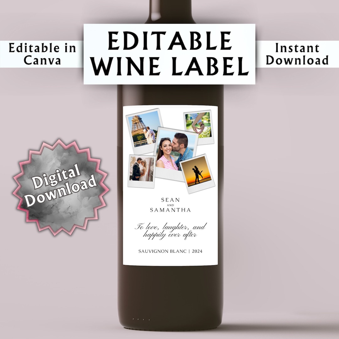 Snapshot Collage - Minimalist Photo Wine Label Template - Canva ...