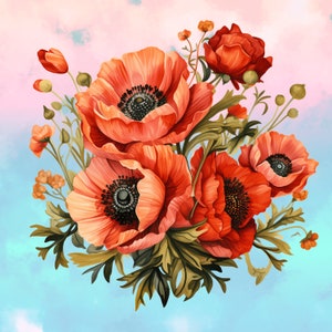 Poppy Birth Flower Clipart - Birth Flower Poppy Clipart - Poppies ...