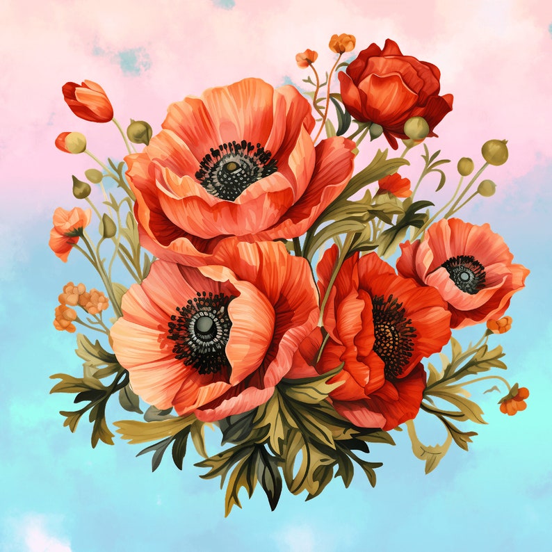 Poppy Birth Flower Clipart - Birth Flower Poppy Clipart - Poppies ...