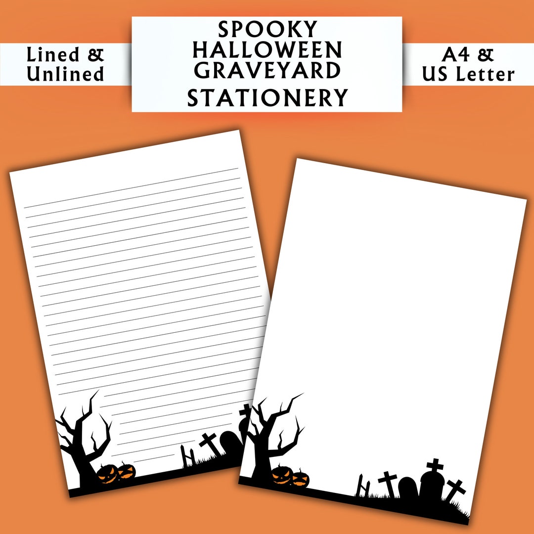 Spooky Halloween Graveyard Stationery - Printable Stationery - Digital ...