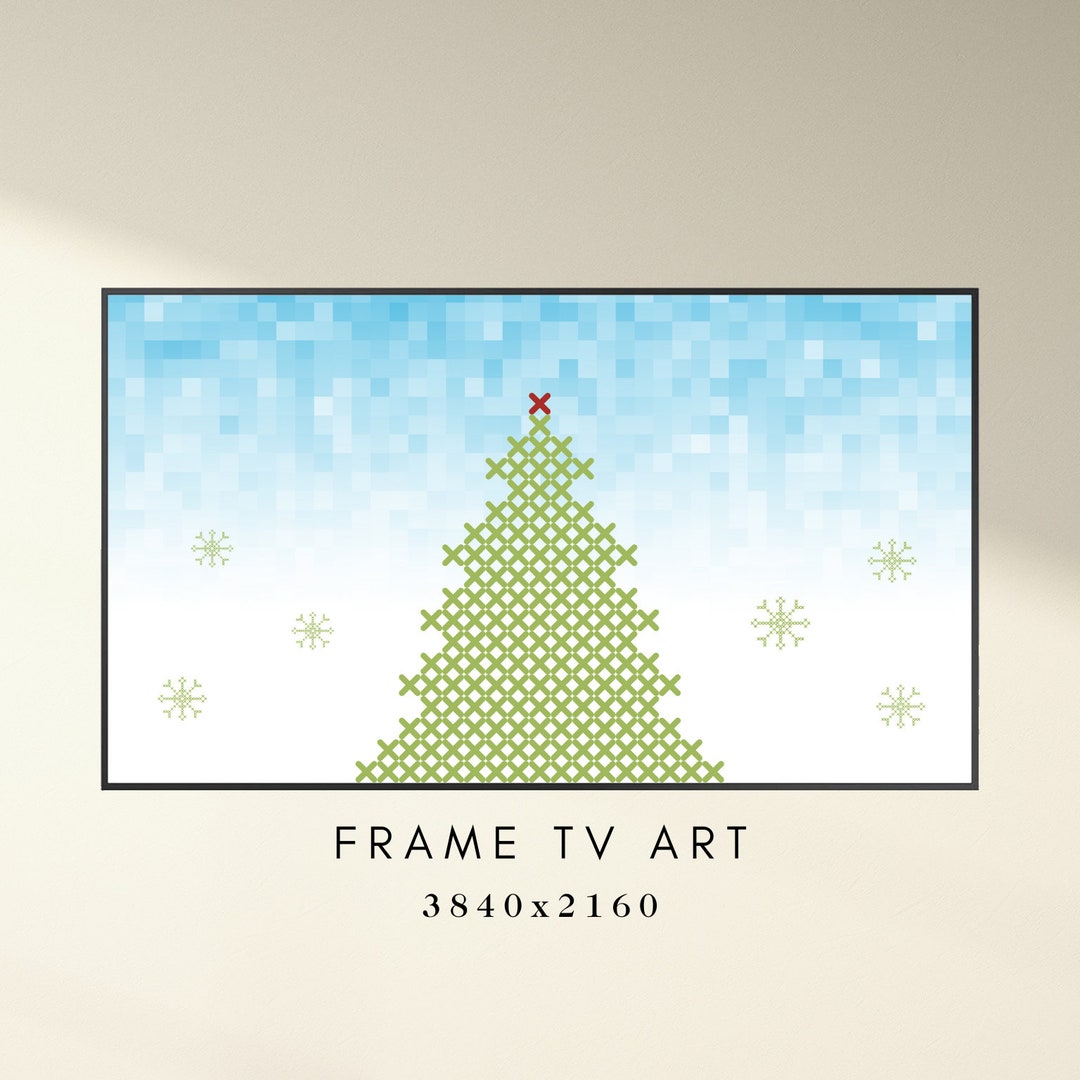 Christmas Frame TV Art - Embroidered Christmas Tree Art for TV ...